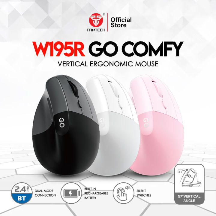 Fantech W195R GO Comfy Mouse Vertical Ergonomic Design Wireless ...
