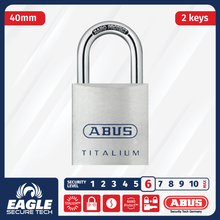 ABUS 80TI/40 | 40MM | TITALIUM™ | 1 Padlock | 2 Keys | Outdoor Padlock | Lazada
