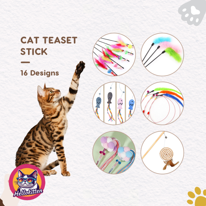Versatile Cat Teaser Stick: Feather Toy, Mouse, and Ball | Interactive ...
