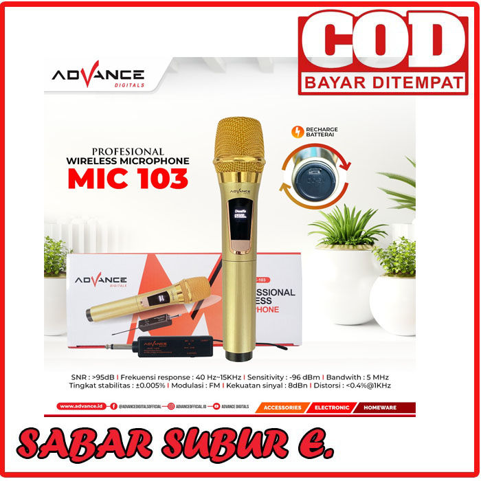Profesional Wireless Microphone ADVANCE Mic Microphone Tanpa Kabel 103 ...