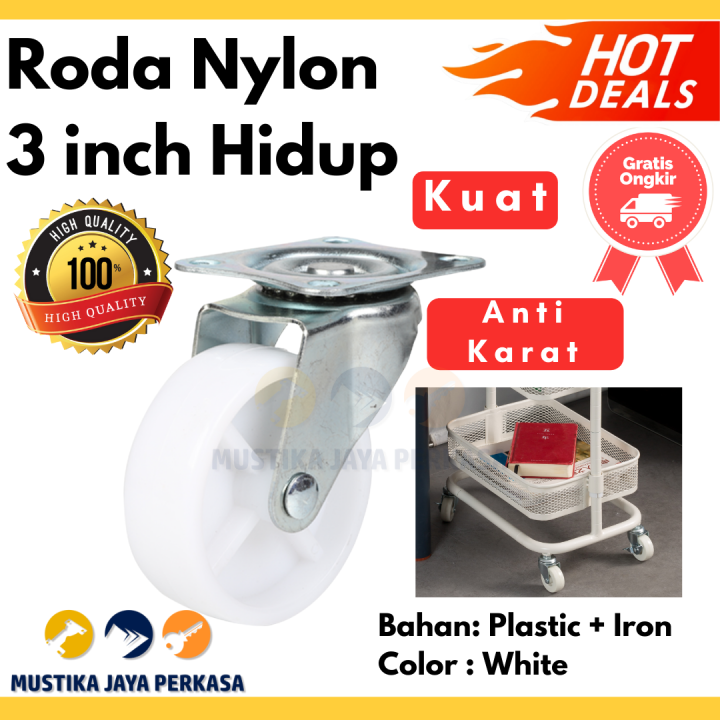 Roda Nylon Hidup 3 Inch/ Roda Nilon 3" / Roda Etalase Hidup (Berputar ...