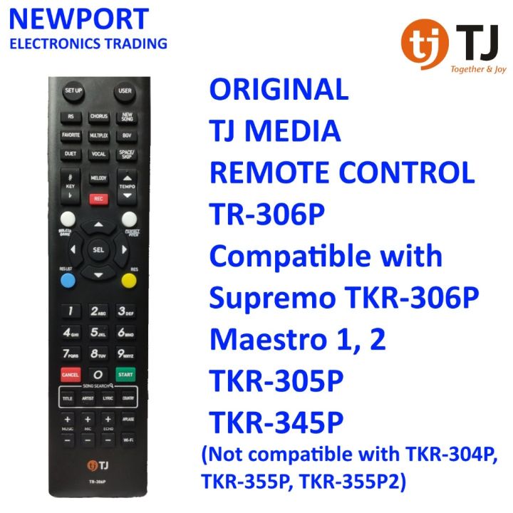 ORIGINAL TJ MEDIA HAND REMOTE TR-306P COMPATIBLE WITH TJ MEDIA SUPREMO ...