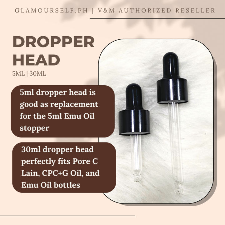 5ml & 30ml DROPPER HEAD ONLY | for Emu Oil, CPC+G Oil, Pore C Lain ...