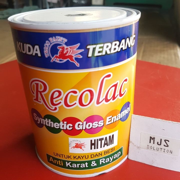 CAT MINYAK RECOLAC KUDA TERBANG 1 KG 1 KILO 1KG KAYU HITAM PUTIH WARNA ...