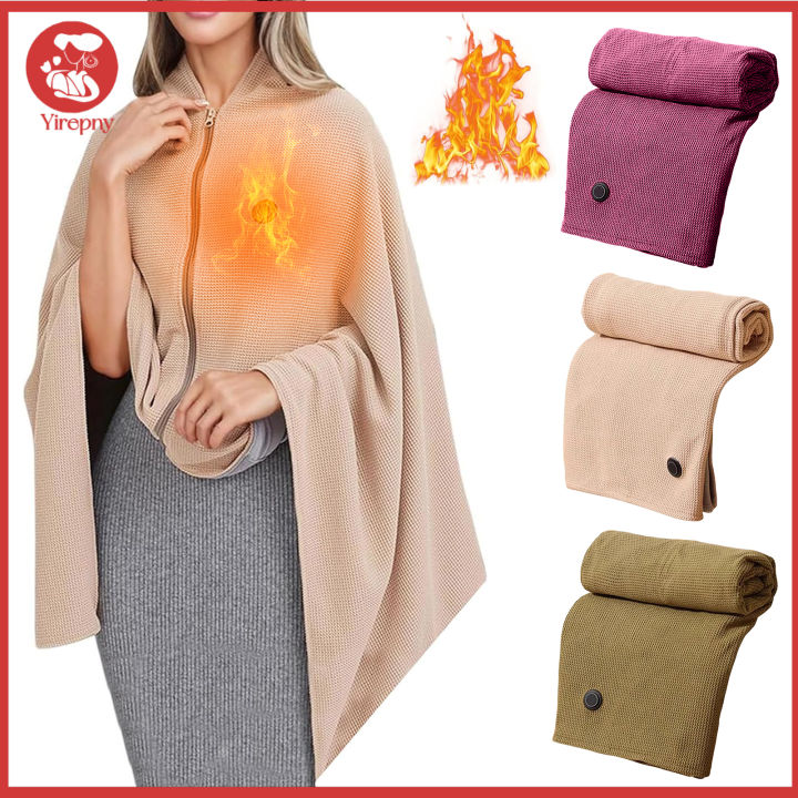 Yirepny USB-Powered Heated Shawl Blanket Bag 2-in-1 Electric Heating ...