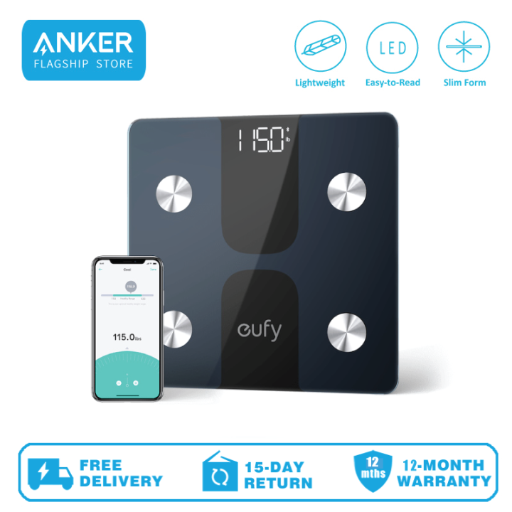 Anker T9146 Eufy Smart Scale C1 with Bluetooth, Body Fat Scale ...