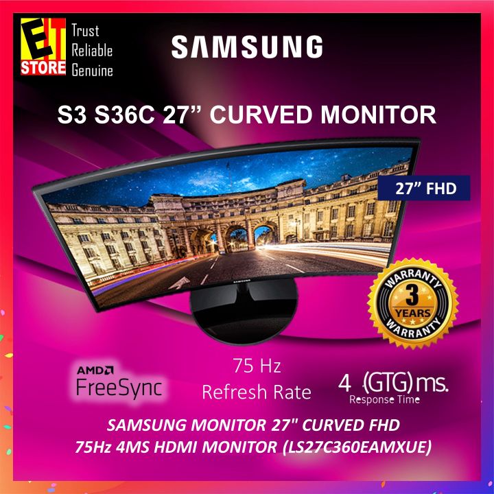 SAMSUNG 27 CURVED MONITOR S3 S36C 4ms 75Hz AMD FREE SYNC ...
