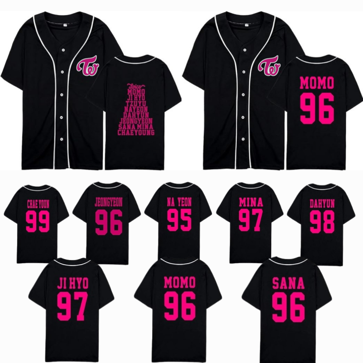 baju jersey baseball TWICE number hitam member chaeyoun jeongyeon ...
