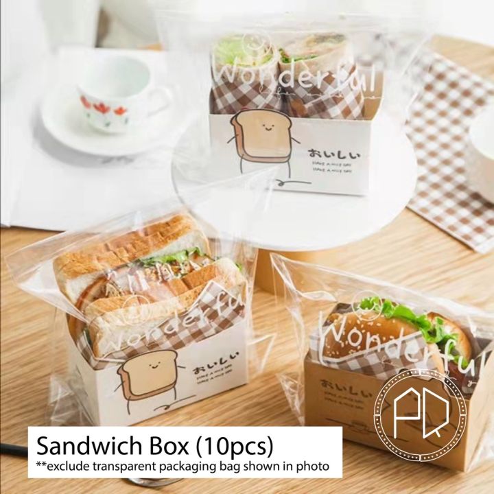 [10pcs] Sandwich Box Egg Drop Toast Packaging Box Paper Box Korean ...