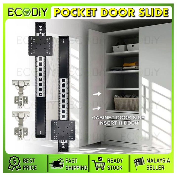 ECODIY🇲🇾 Conceal Invisible Folding Pocket Slide Pivot Door Rail ...
