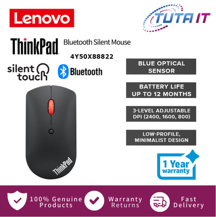 Lenovo ThinkPad Bluetooth Silent Mouse (Black) - 4Y50X88822 | Lazada