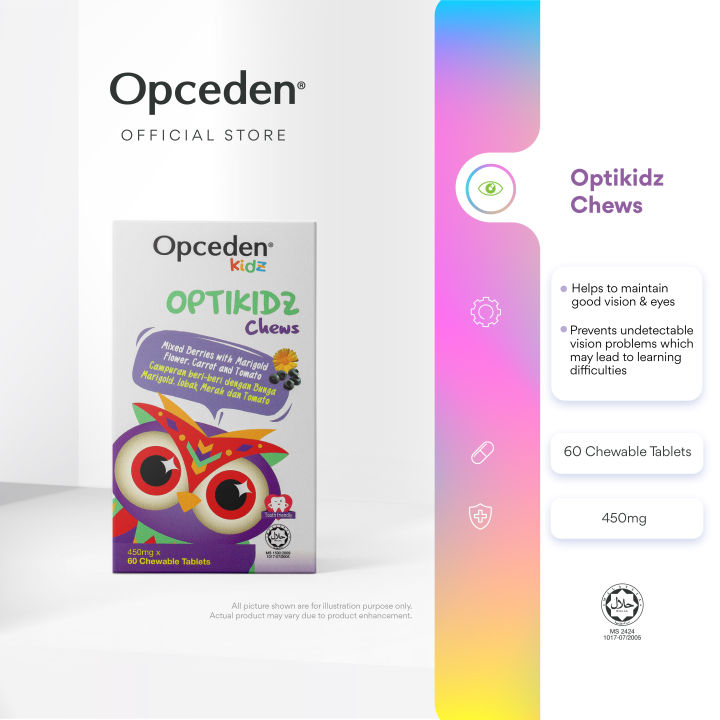 Opceden Kidz Optikidz Chews (450mg x 60s)- Kids Eyecare Supplement | Lazada
