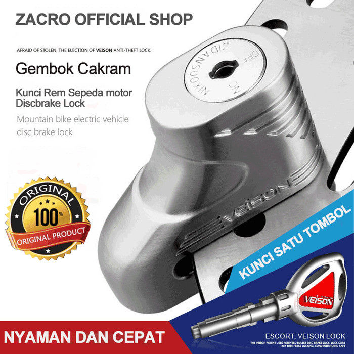 ZACRO DX3 GEMBOK MOTOR / GEMBOK CAKRAM KUNCI REM MOTOR DISCBRAKE LOCK ...