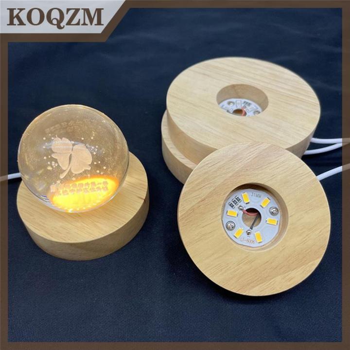KOQZM 10cm gỗ ánh sáng cơ sở có thể sạc lại bằng gỗ LED ánh sáng xoay ...