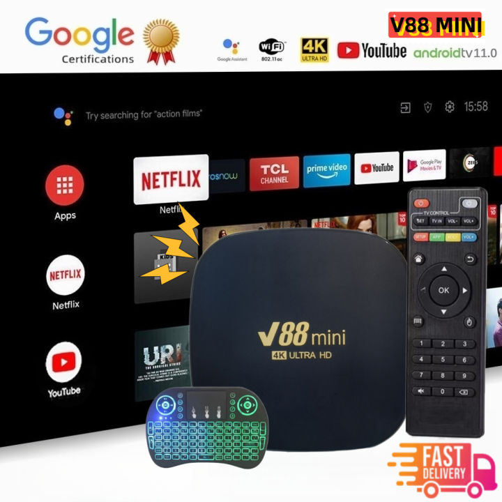 BEST- Top smart TV box V88 mini 8k HD Android 8gb+128gb H.265TV | Lazada PH