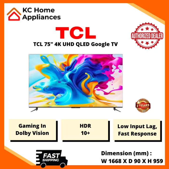 TCL 75" 4K UHD QLED Google TV | HDR 10+ | Hands Free Voice Control | Bluetooth Audio | Wireless ...