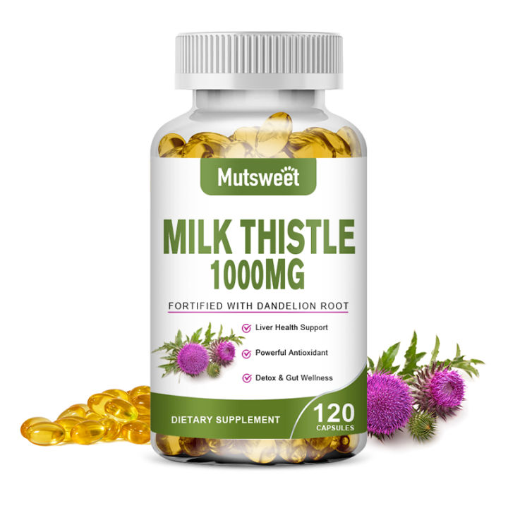 Milk Thistle Capsules 1000mg Silymarin Marianum And Dandelion Root For
