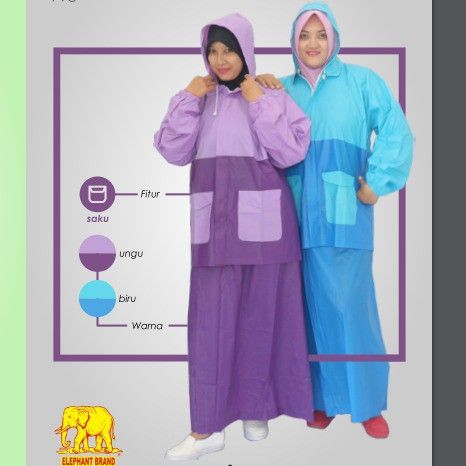 Jas Hujan Rok Salsa Merk Gajah / Jas Hujan Muslimah / Jas Hujan Wanita ...