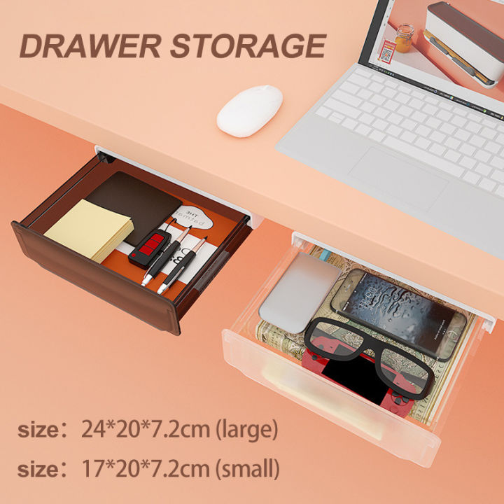 Self Adhesive Under Desk Drawer Office Storage Box Table Drawer Storage ...