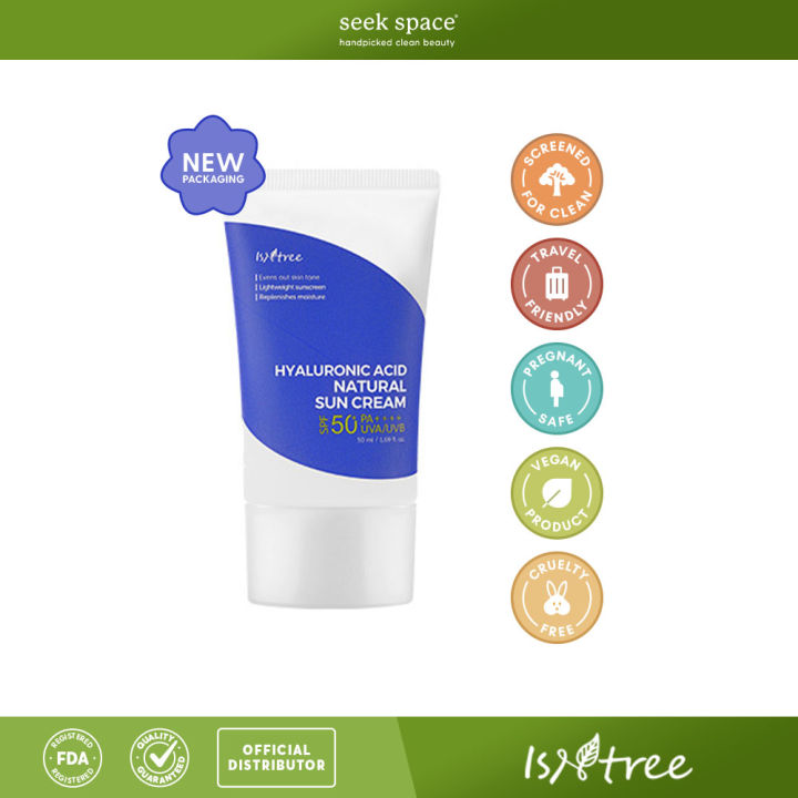 ISNTREE Hyaluronic Acid Natural Sun Cream SPF 50+ PA++++ 50ml | Lazada PH