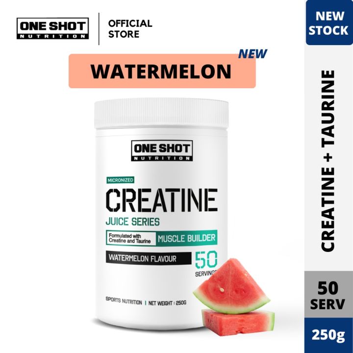 Creatine Monohydrate Powder + Taurine (250g) 50 servings - One Shot ...