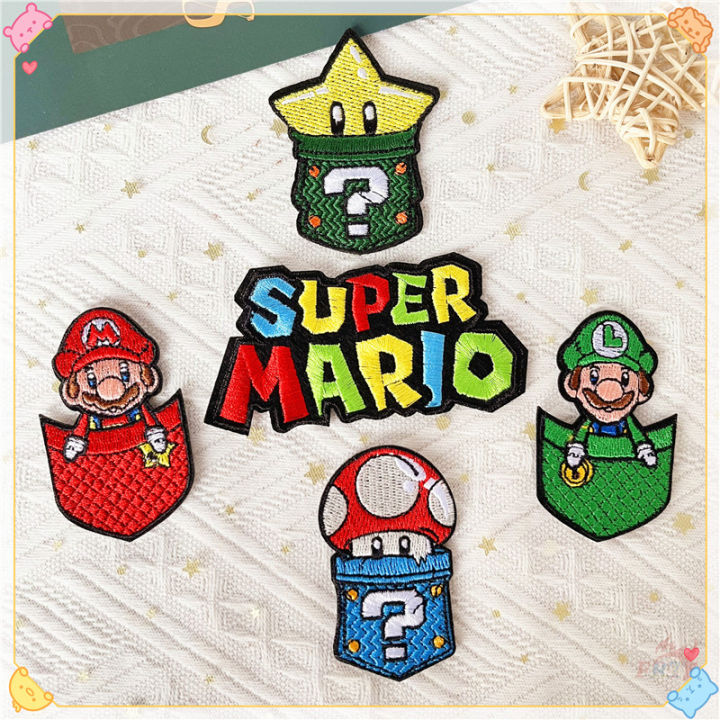 Super Mario Bros. Pocket Style Iron-On Patch ♚ 1Pc Luigi / Toad / Star ...