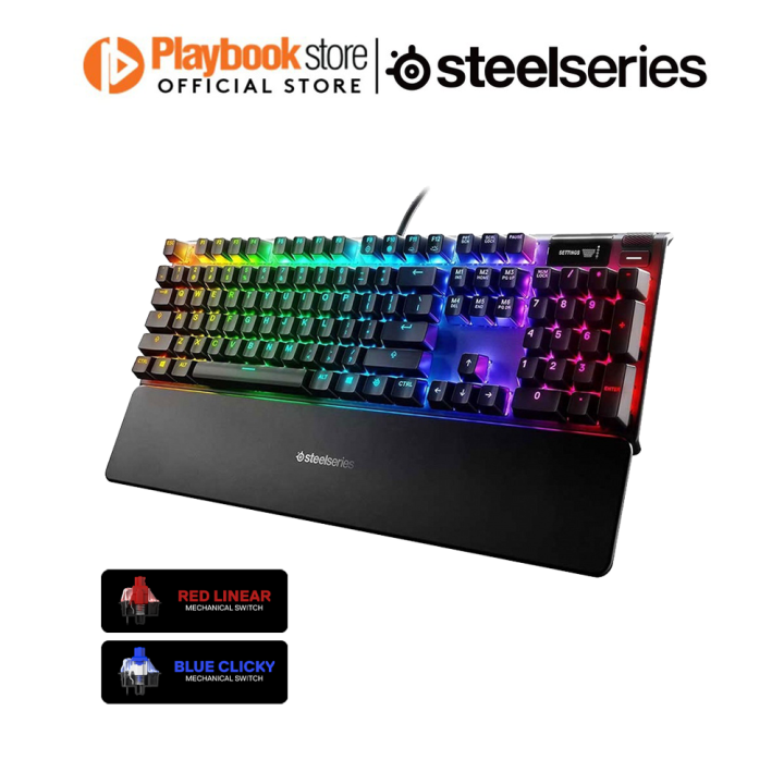SteelSeries Apex 7 Red Linear/Blue Clicky Switch Wired Mechanical ...