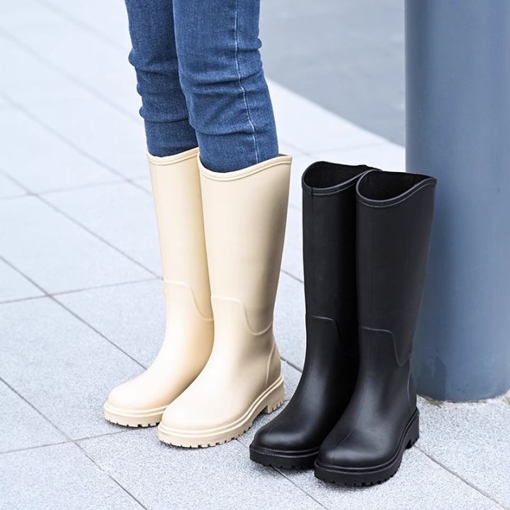 High Cut Rain Bota Simple Plain Rain Flood Boots for Women Rubber Wear ...