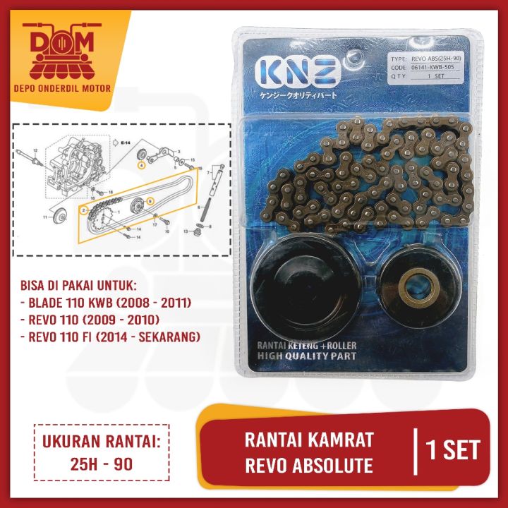 Rantai Kamrat Set + Roll Revo (KNZ) Rante Keteng 25H-90 Teming Mesin ...
