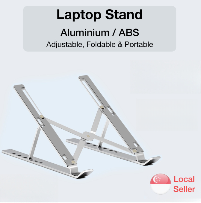 Silver Laptop Stand Adjustable Portable Foldable Aluminium Metal Riser ...