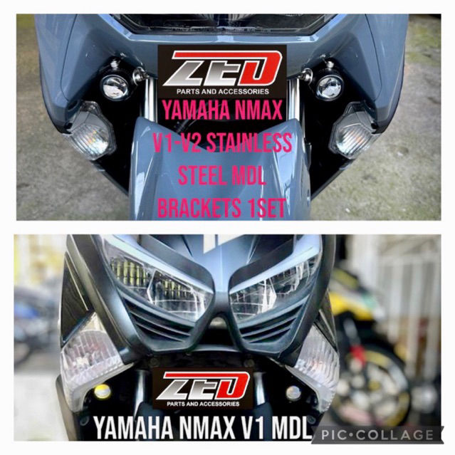 Yamaha Nmax V1-V2 Mini Driving Light Bracket ZED LED Stainless Steel 1 ...