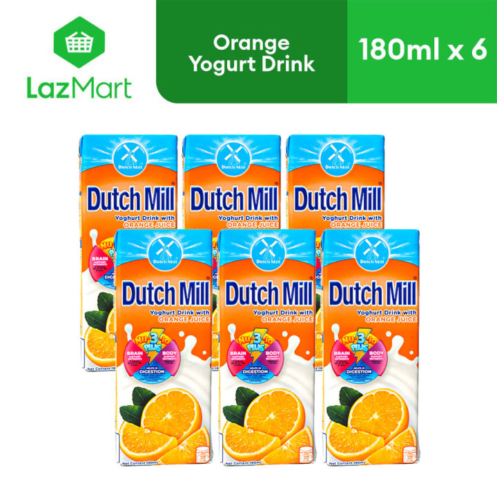 Dutch Mill UHT Yoghurt Drink Orange 180ml - Pack of 6 | Lazada PH