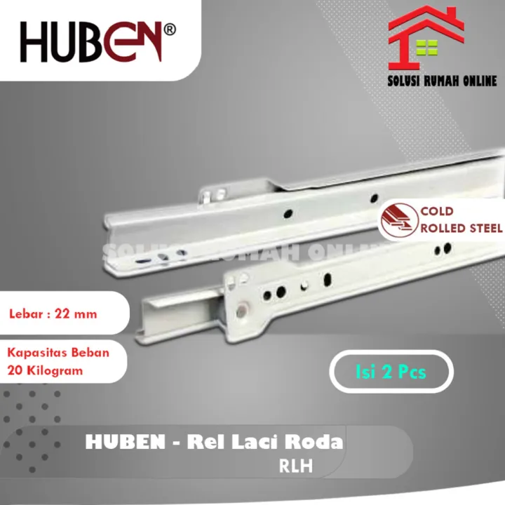 HUBEN Rel Laci Roda RLH 30 - 50 cm / Drawer Cabinet Slide / Putih Roll ...