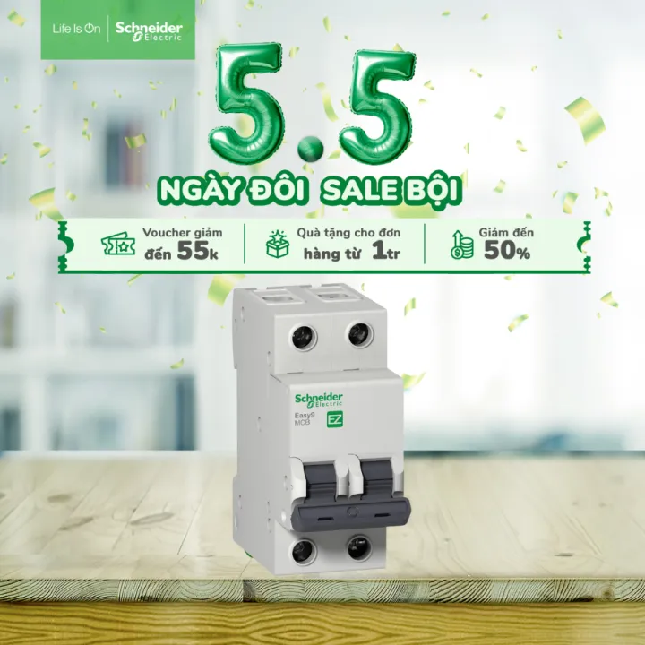 Cầu dao tự động MCB (át cài) 2P dòng cắt 4.5kA C Curve Easy9 - Schneider Electric - EZ9F34206 ...
