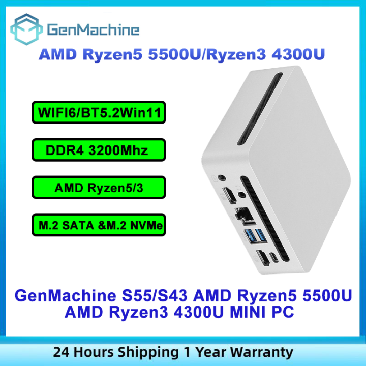 GenMachine S55 AMD Ryzen5 5500U Windows 11 PRO DDR4 3200MHz NVME SSD ...