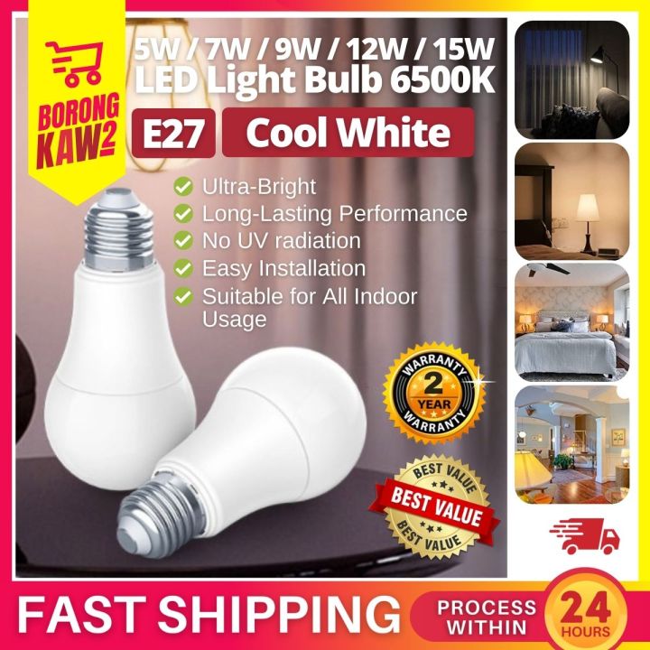 E27 LED Light Bulb Cool Daylight Energy Saving Mentol Lampu ( 3W 5W 7W 9W 12W 15W 18W 25W ...