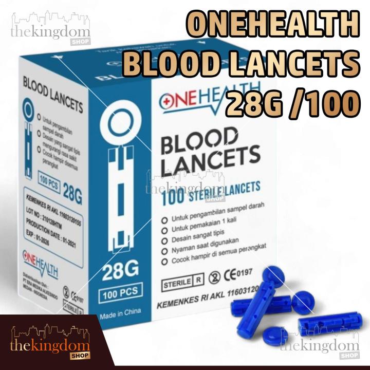 Onehealth Blood Lancets 28G /100 Refil Jarum Test Gula Lanset Darah ...