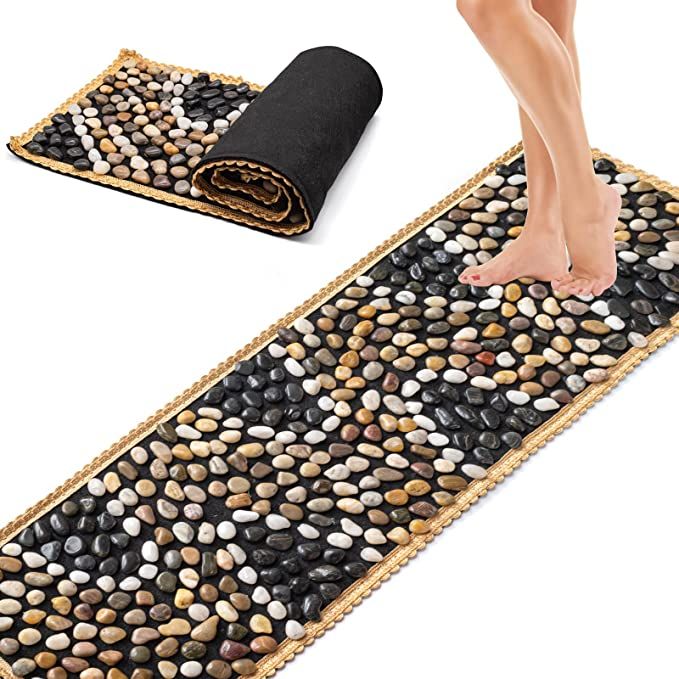 Gtwo Natural Pebbles Foot Massage Mat Cobblestone Foot Massage Mat Reflexology Real Stone