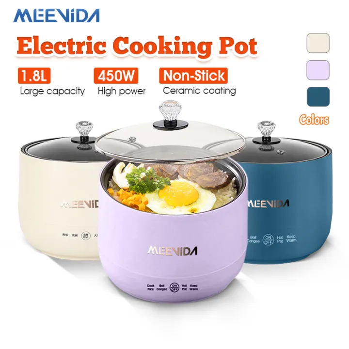 MEEVIDA Mini Electric Boiling Pot 1.8L Rice Cooker Intelligent Non ...