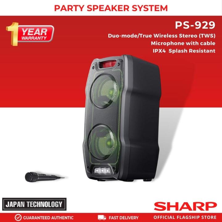 Sharp PS-929 Portable Bluetooth Party Speaker with Mic Karaoke | Lazada PH