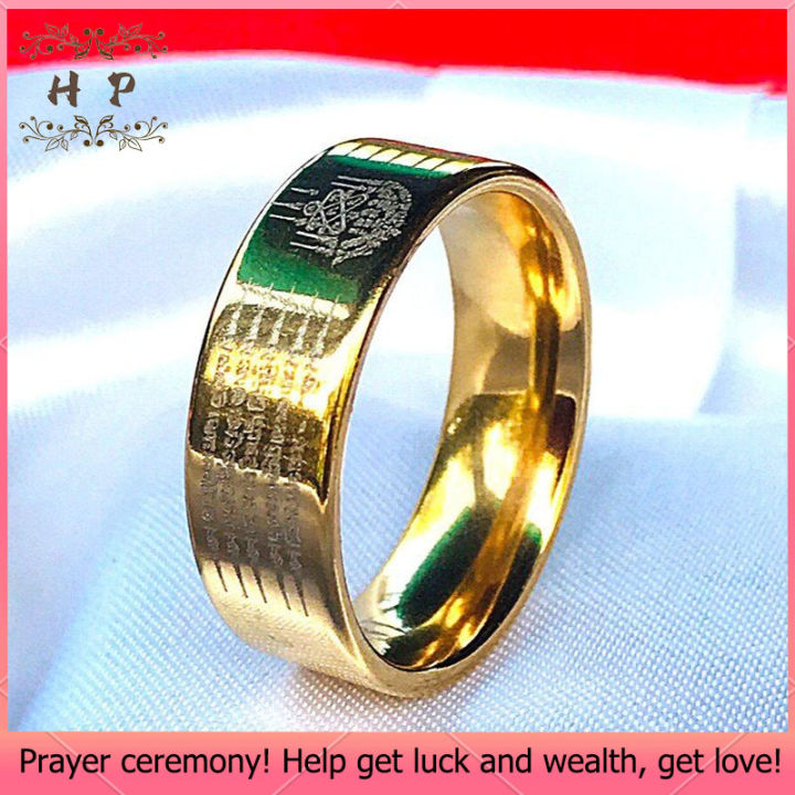 HP-Thai Five Diamond Amulet Ring Five Sutra Rune Ring Gold Men's Ring ...