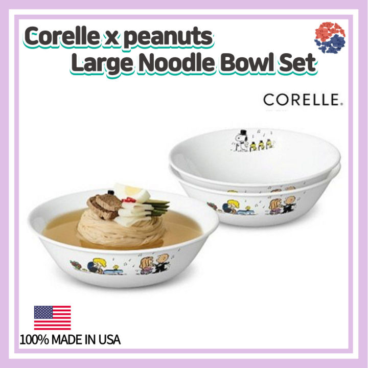 Corelle x Peanuts Large Noodle Bowl Set/Corelle USA/Snoopy Plate /Salad ...