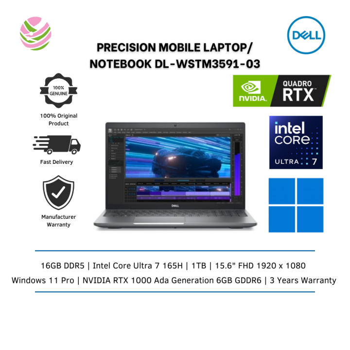 Dell Precision Mobile M3591-U7165H-16G-1TB-W11 15.6" Laptop/ Notebook ...