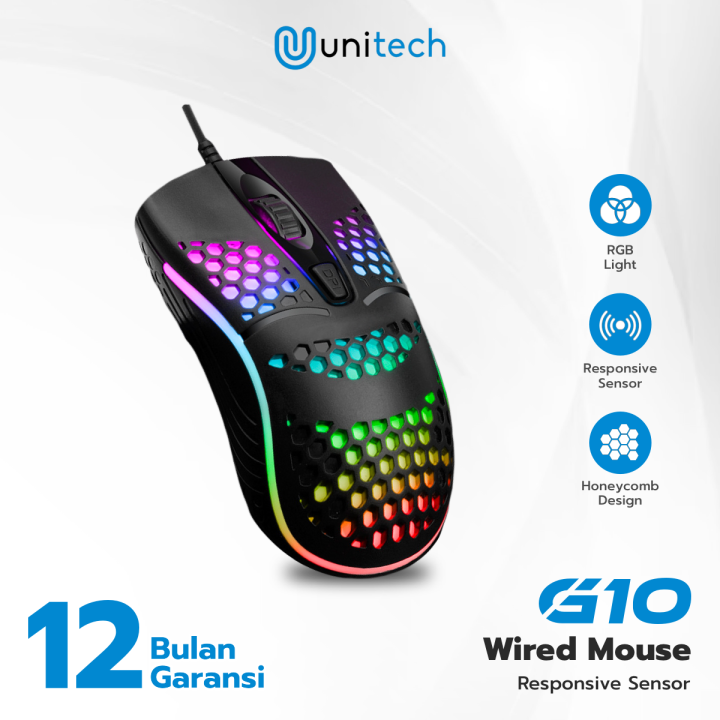Mouse Kabel Unitech G10 Honeycomb Desain dengan Lampu LED RGB untuk ...