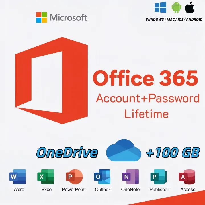 Microsoft Office 365 Pro แท้ ตลอดชีพ | 5 อุปกรณ์ | ฟรี 100GB OneDrive ...