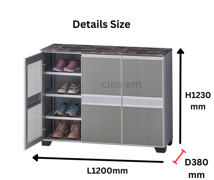 READY STOCK 4 Ft Full Aluminium Shoes Cabinet Modern Shoe Rack ...