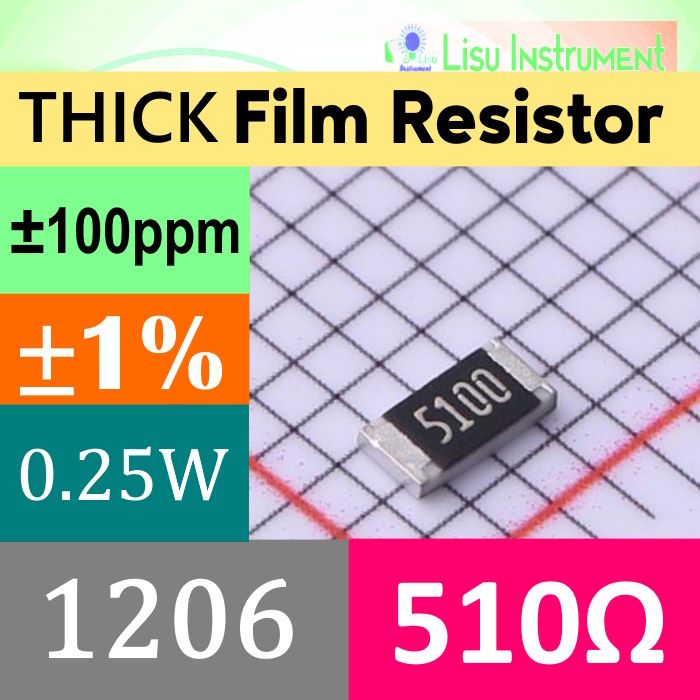 50 BUAH - 510Ω 1206 ±1% THICK Film Resistors SMD Chip Resistor SMT 511 ...