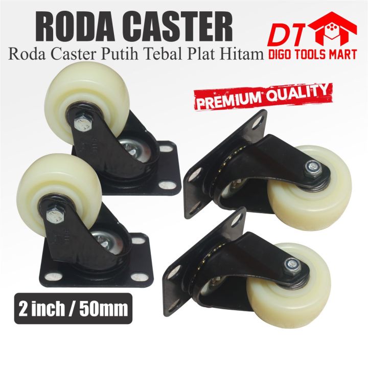 Roda Caster Putih Plat Tebal Hidup 2 Inci non Rem Roda Nylon Putih ...