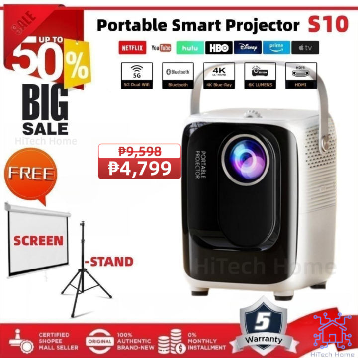 Lumos Projector S10 Pro Projector Portable Smart 4K Full HD Bluetooth ...