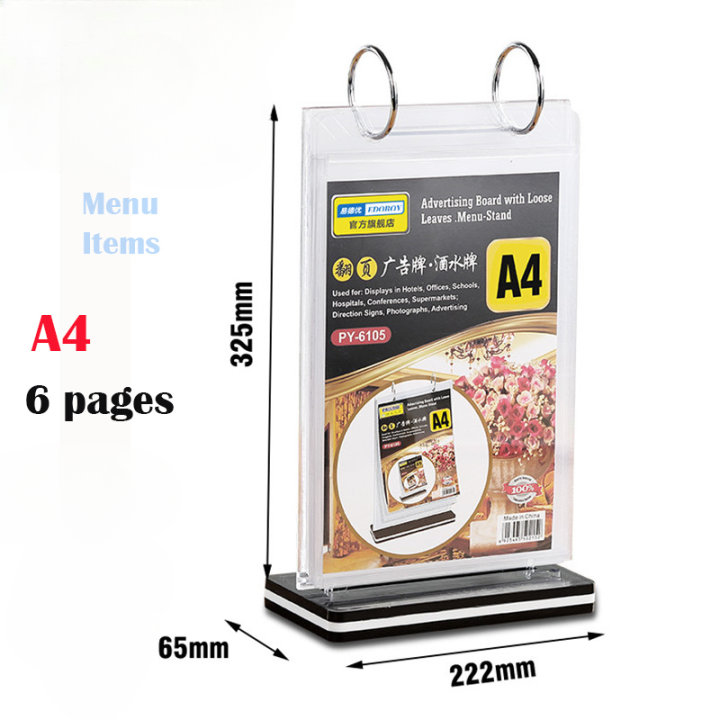 A4/A5 Size Restaurant Menu Display Stand Shop Promos Holder Acrylic ...